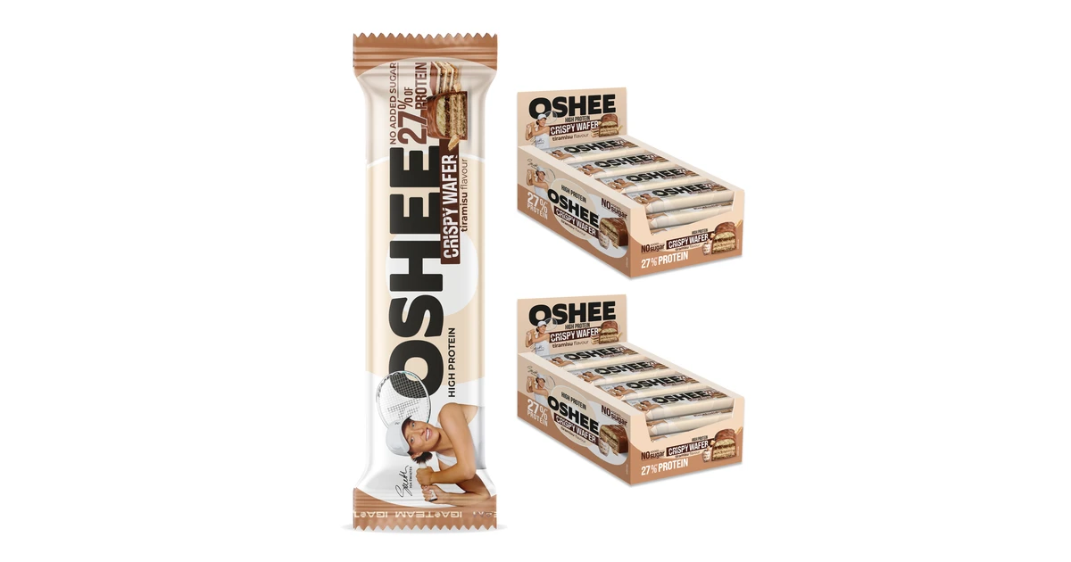 24x OSHEE & IGA Team Crispy bar chrupiący baton proteinowy tiramisu 37 ...